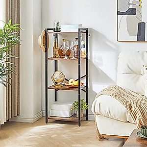 YMYNY Bookcase, 4-Tier Narrow Ladder Bookshelf, Freestanding Shelving Unit, Multifunctional Storage Rack, for Home Office Living Room Bedroom Kitchen, Plant Stand, Rustic Brown, 44*16.9*11.4"UHBC004H