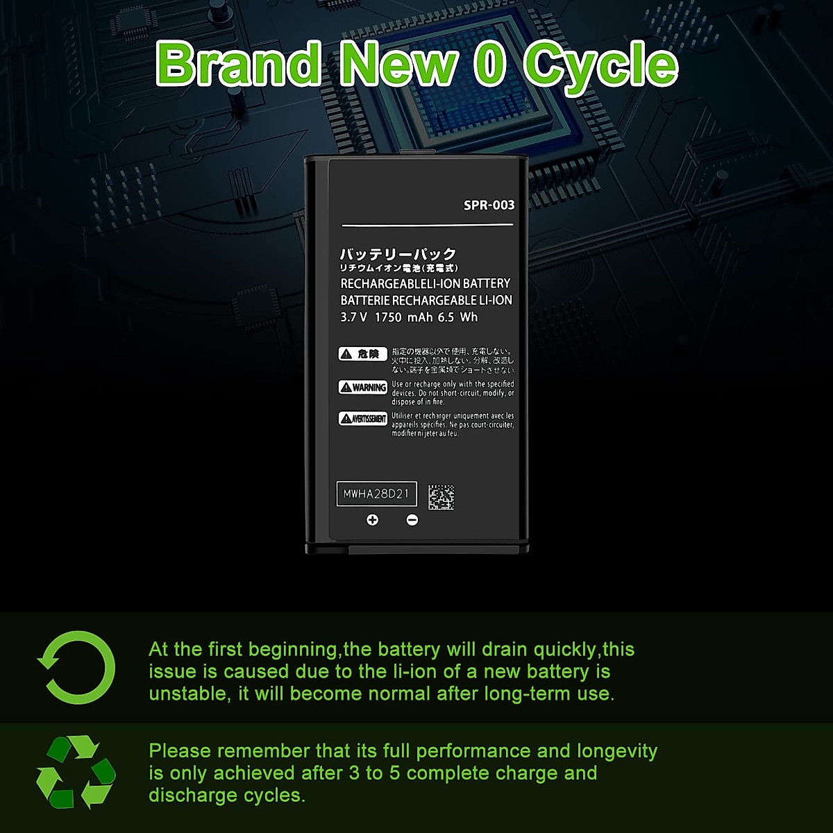 WUHAO Replacement Battery SPR-003 for Nintendo 3DS XL Console SPR-001 RED-001 SPR-001 Battery with Tool Repair Kit