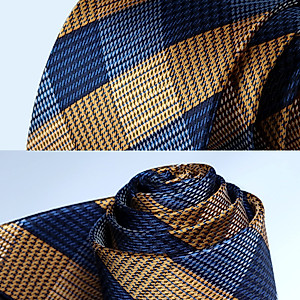 HISDERN Lot 3 PCS Classic Men's Tie Set Necktie & Pocket Square Elegant Neck Ties Collection,T3-s7,One Size