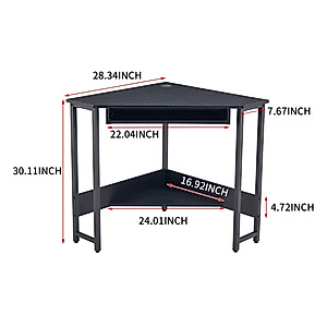 Daesar Triangle Computer Desk, Corner Desk with Smooth Keyboard Tray, Storage Shelves, Compact Home Office, Small Desk with Sturdy Steel Frame for Small Space, 28.34" L 24" W 30.11" H