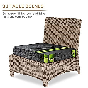 Oyihfvs Black Zen Basalt Stones with Dew Green Bamboo on Dark Outdoor Waterproof Sofa Cover, Non-Slip Oxford Cloth Chair Seat Couch Cushion Protector Furniture Slipcover 20x18x4 inches