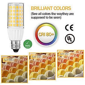 2-Pack T4 JD 5W E11 LED Bulbs Dimmable,/No Flicker CRI 85+, UL Certification / Mini-Candelabra Base Light Bulb/ for Ceiling Fans, Chandeliers,Pendants, Table Lamps, Cabinet Lighting (Daylight White)