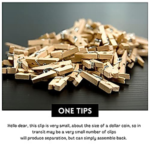 Sturdy Mini Clothes Pins for Photo, 150 Pcs 1 Inch Natural Wooden Clothespins with 33 FT Jute Twine, Small Clips for Crafts Display, Baby Shower Game, Hanging Decorative Pictures, Cocktail, Weddings