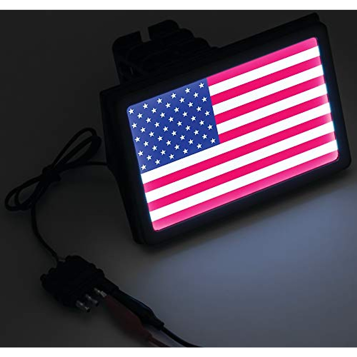 Kuryakyn 2893 Motorcycle Lighting Accessory: Freedom Flag LED Receiver Hitch Cover for 1-1/4" and 2" Hitches, Black