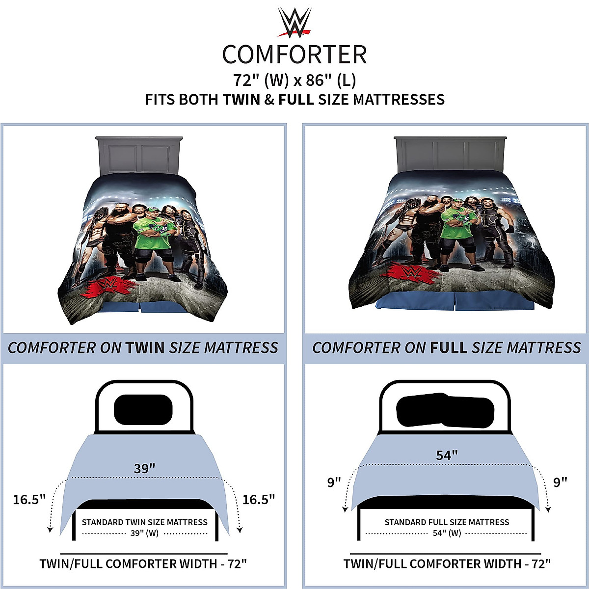 Franco Kids Bedding Comforter, Twin/Full, WWE Armageddon