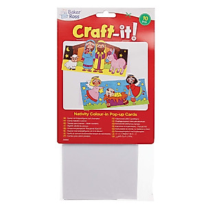Baker Ross AX564 Nativity Pop up Cards - Pack of 10, Christmas Cards for Kids to Color in, Great for Arts and Crafts