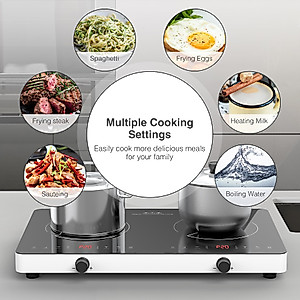 VBGK Double Induction Cooktop,4000W 110V Induction stove top Knob Control, Portable Iduction Cooktop with 9 Power Levels, Child Safety Lock & Timer 2 burner Induction cooktop