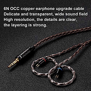 okcsc T4 2pin 0.75mm Earphones Cable IEM Headphones Upgrade Replacement Cable 8 Cores 6N OCC Copper Wires with 3.5mm Stereo Jack Plug-0.75mm,3.5mm Plug