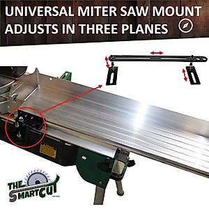 THE SMART CUT Aluminum Table Fence 9 ft with Universal Saw Attachment Mounts | For Any Portable Chop or Miter Saw Stand | Compact & Lightweight | Easy Setup Jobsite Table
