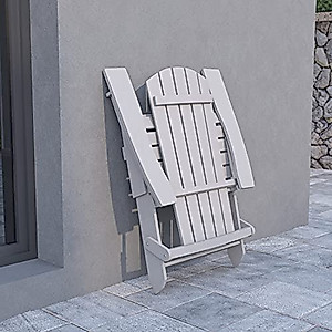 Flash Furniture Charlestown Commercial Folding Adirondack Chair - Gray - Poly Resin - Indoor/Outdoor - Weather Resistant