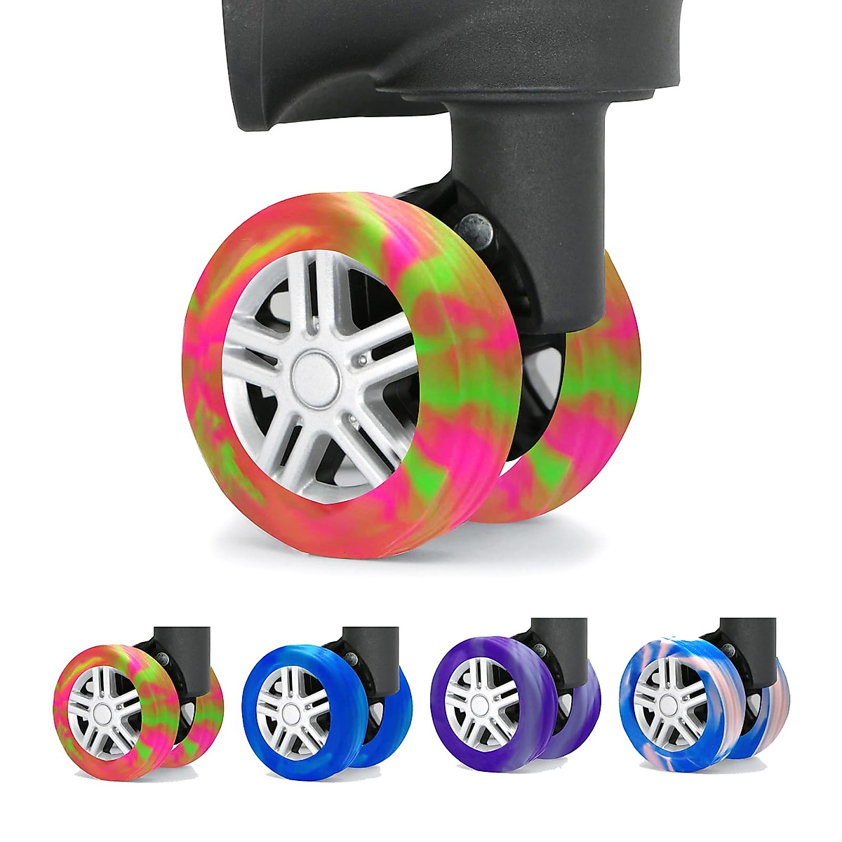 Generic 8 Pcs Luggage Wheel Covers - Protects Hard Suitcases, Reduces Noise, Dopamine Inspired Color
