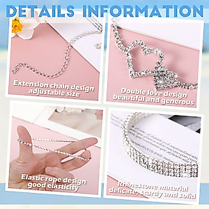 Laumoi 6 Pcs Ankle Bracelets for Women Christmas Rhinestone Stretch Anklet Heart Ankle Bracelets Anklet Jewelry Crystal Foot Chain(Silver, Heart Style)