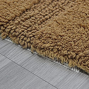 Cute Bathroom Rug Tufted Cotton Rug with Tassels Hand Woven Cotton Mat Washable Area Rug for Entryway Bedroom Laundry Living Room - 19.7"x31.5", Brown