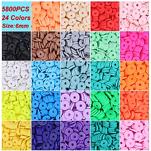 selliner 5800 Clay Beads Bracelet Making Kit, Preppy Spacer Flat Beads for Jewelry Making,Polymer Heishi Beads with Elastic Strings Gifts for Teen Girls Crafts for Girls Ages 6-12