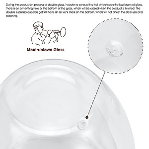 VENVENWEAVS Espresso Cups Set Of 4,Double Wall 5OZ Hand Blown Espresso Shots Glass,Espresso Coffee Mugs In Gift Box,Perfect For Espresso,Latte, Cappuccinos, Tea Bag, Juice