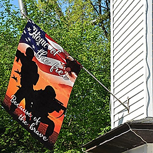 Patriotic Memorial Day Garden Flag Home of The Free Because of The Brave Soldier Garden Flags 4th of July 12x18 Inch Double Sided Burlap Yard Banner for Spring Summer Outdoor Decor(ONLY FLAG)