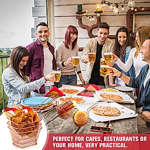 Sieral 12 Pieces Mini Square Fry Basket Steel French Chip Food Baskets for Serving Stainless with Handle Reusable Fries Holder Deep Fryer Home(Rose Gold), 10.5 x 8.5 x 6.3 cm/ 4.1 x 3.3 x 2.5 inches