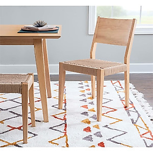 Linon Patty Set of Two Wood 18" Dining Chairs in Natural Brown