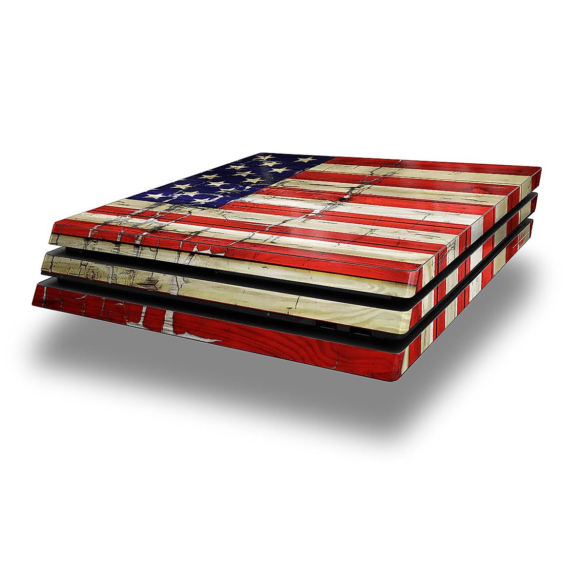WraptorSkinz® Decal Style Skin Wrap Compatible with Sony PlayStation 4 Pro Console Skin Painted Faded and Cracked USA American Flag