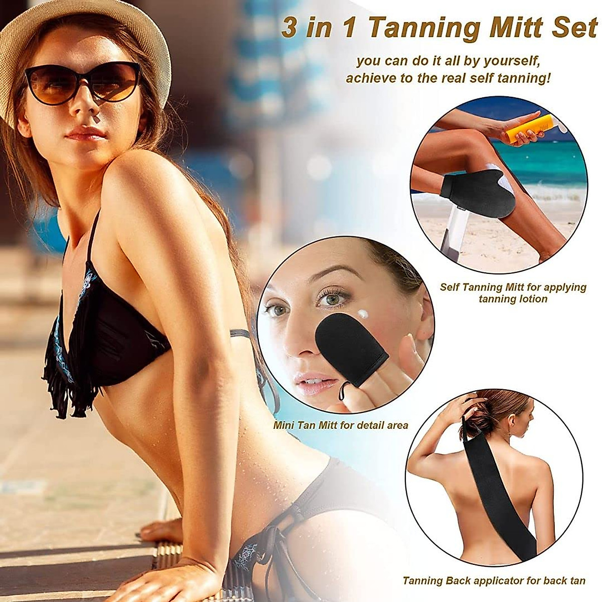 Self Tanning Mitt Applicator- Tanning Mitts Self Tanner Mitt Applicator Self Tanning Glove for Self Tan Mitt Self Tanner Mit, No Slide Off Self Tanner Glove Spray Tan Mitt Soft Self Tan Mit