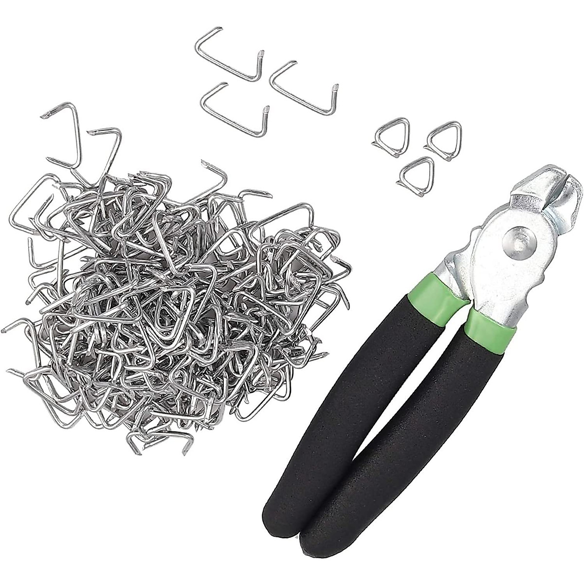 Cascade Tools Hog Ring Pliers Kit (200 Pack of 3/4" Galvanized Steel Hog Rings Included) Perfect for Furniture Upholstery, Auto Upholstery, Meat & Sausage Casings
