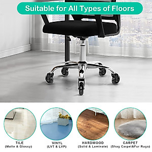 Hirate 3" Office Chair Casters Wheel with 5/16"-18UNC Threaded Stem Heavy Duty Caster Replacement Smooth Rolling for Hardwood Floors, Set of 5 with Nylon Lock Nuts