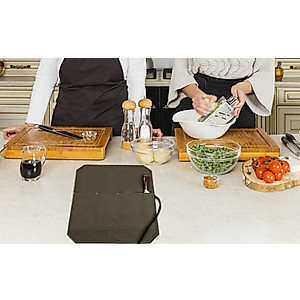 Chef's Knife Roll Bag, Durable 16oz Waxed Canvas Knife Case with 4 Slots Professional Chef's Knife Bag with Anti Cutting Fabric Inside