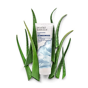 Desert Essence Fragrance Free Hand & Body Lotion - 8 Fl Ounce - Soothing - Aloe Vera - Shea Butter - Green Tea - Coconut Oil - Jojoba Oil