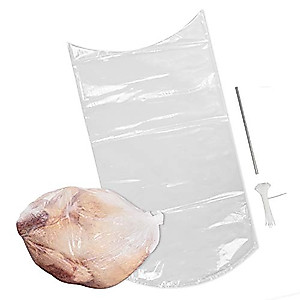 Rural365 Poultry Shrink Bags 25ct Large Turkey Bag - Heat Dip Shrinking Wrap Storage Bags, 16 x 28 Inch with Steel Straw