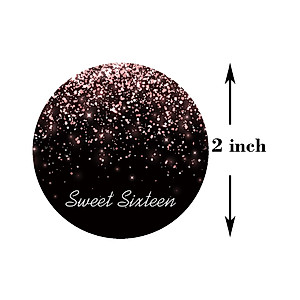 80 Sweet Sixteen Thank You Stickers, 2 Inch Sweet 16 Stickers Labels, Sweet 16th Birthday Party Favor Decorations