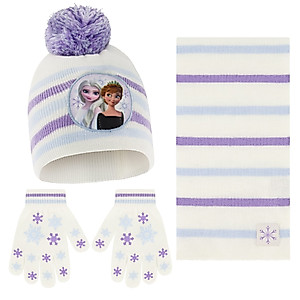 Disney Girls Toddler Winter Hat, Scarf And Mittens Set 2-4 Or Frozen Elsa & Anna Hat, Scarves And Kids Gloves Sets 4-7
