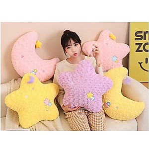 Goylmc Moon Stuffed Pillow, Moon Plush Toy Hanging a Star, Home Decoration Christmas Birthday Gift for Kids Adults (17.7inch)