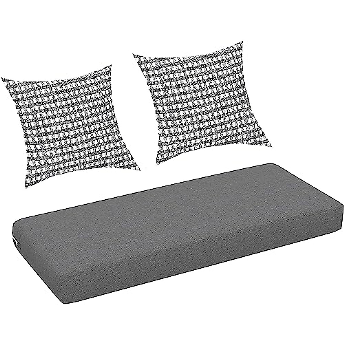 Creative Living Outdoor Bench/Settee/Swing Cushion with Two Patio Decorative Pillows, 42'', Grey