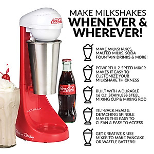 Nostalgia Extra Large Diner-Style Coca-Cola Hot Dog Steamer and Bun Warmer (24 Hot Dog and 12 Bun Capacity) and Nostalgia Two-Speed Electric Coca-Cola Limited Edition Milkshake Maker and Drink Mixer