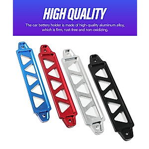 AOCISKA Battery Hold Down Bracket, Universal Crossbar Car Battery Holder Kit with 10in J Bolts,Car Battery Lock Down Sets,Aluminum Alloy Battery Tie Down Mount Bracket,Hold Lock Accessories (Black)