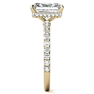 10K Solid Yellow Gold Handmade Engagement Rings 3.0 CT Emerald Cut Moissanite Diamond Solitaire Wedding/Bridal Ring Set for Women/Her Propose Ring (7.5)