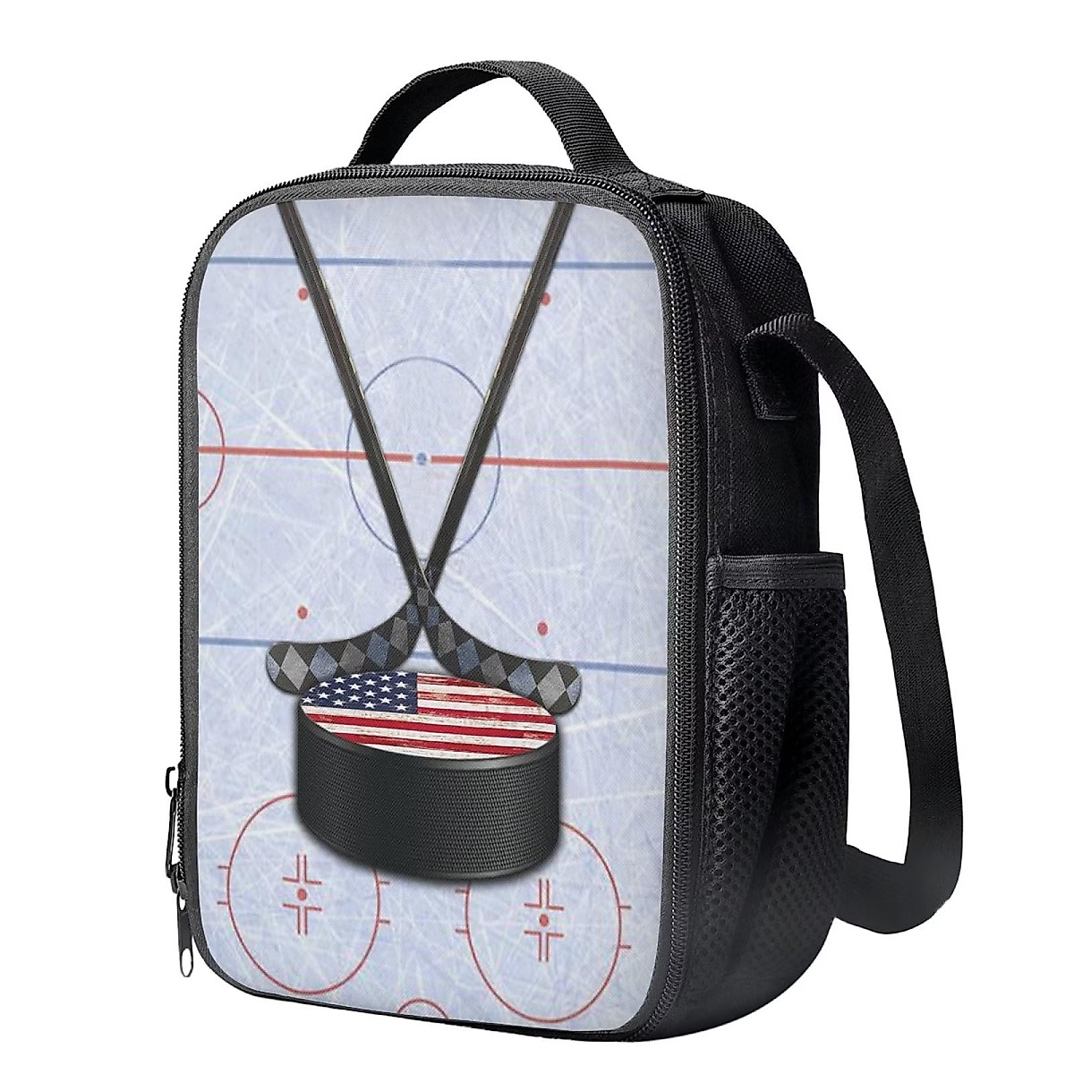 Sannovo Ice Hockey 3D Print School Picnic Container Thermal Lunch Tote Picnic Thermal Bag