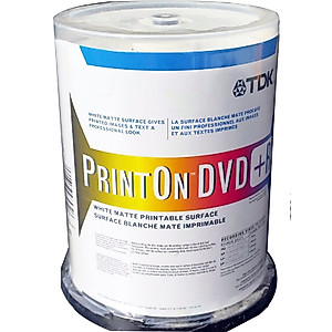100 on spindle pack TDK Print On DVD R 8x 4.7 GB single sided white matte