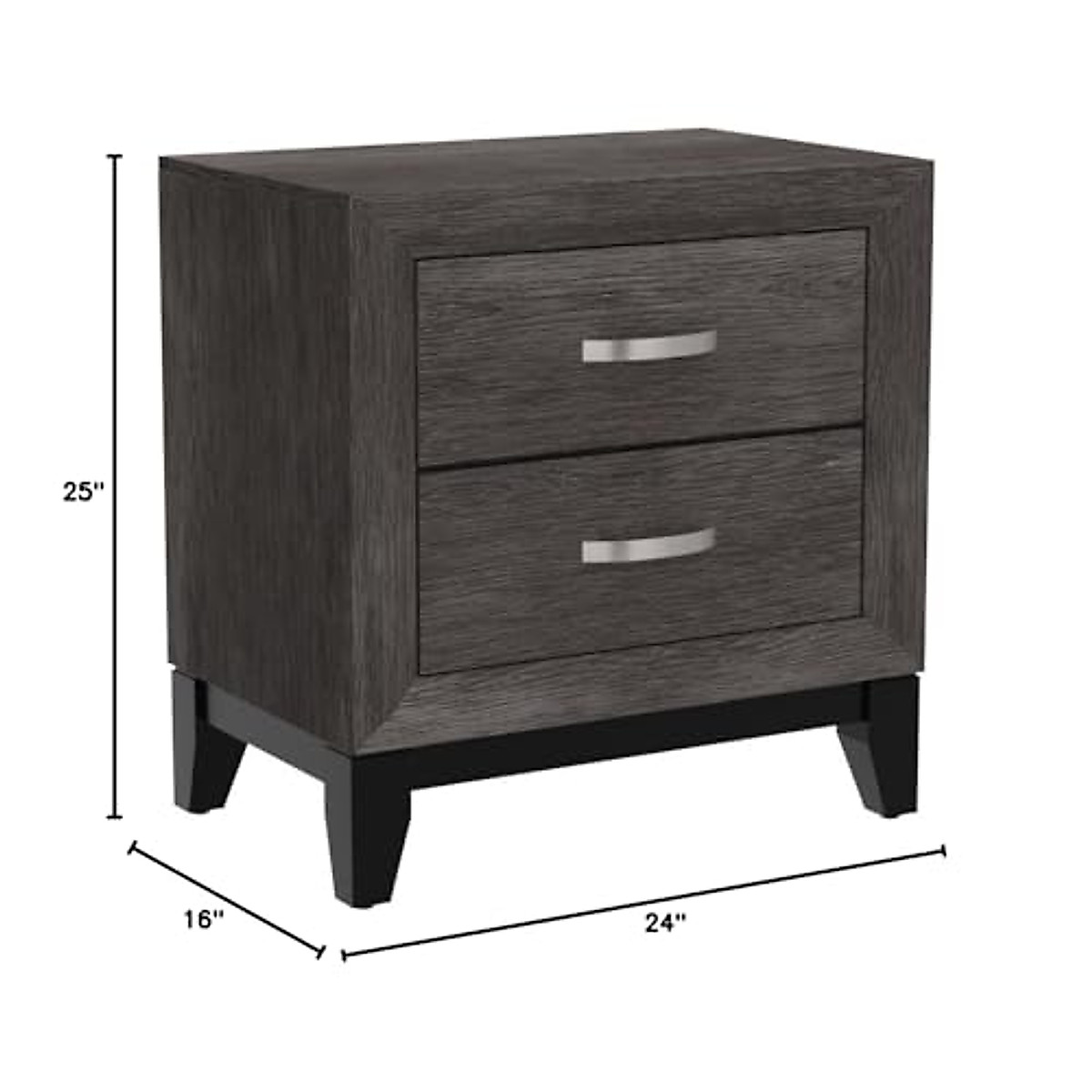 Acme Valdemar Metal and Wood 2-Drawers Nightstand in Weathered Gray