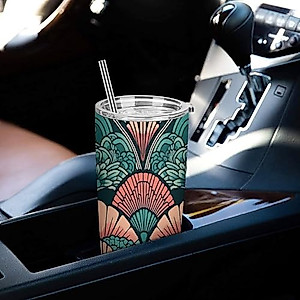 HaxigWcufx Stainless Steel Tumbler with Lid 20 Oz Acuum Insulated Tumbler Hand Drawn Fan Coffee Mug for Travel Reusable Car Cup Double Wall Insulated Cup for Coffee