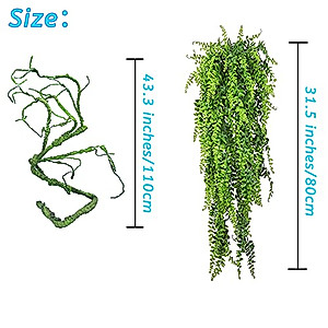 kathson Reptile Plants,Bendable Jungle Vines,Flexible Hanging Plant Habitat Decoration Tank Accessories for Bearded Dragon Chameleon Lizards Gecko Tree Frog (3 PCS) 