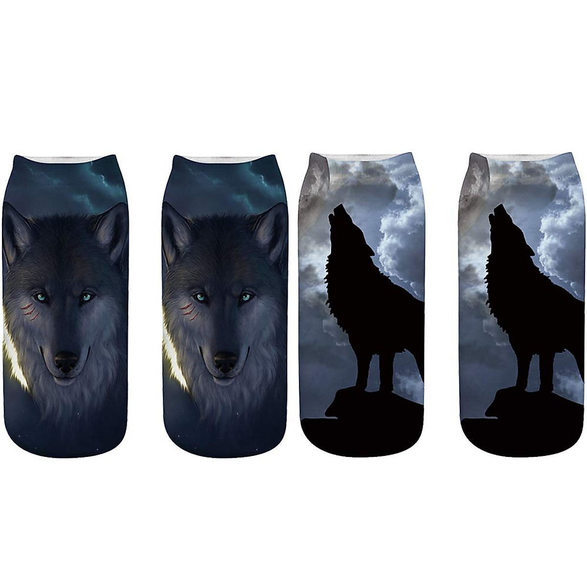 Angelteers 3D Wolf Ankle Socks Funny Animal Graphic Summer Short Socks for Boys (3D Wolf), Shoe Size: 3-7
