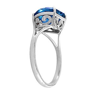 Galaxy Gold GG 6.3 Carat 14k Solid White Gold Ring with Natural 10mm Heart-shaped Blue Topaz - Size 7.5