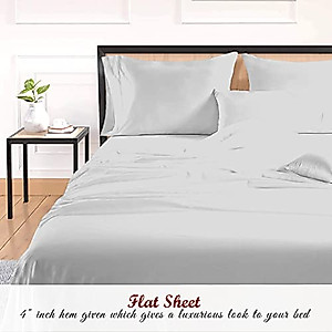 Sheet Set Cal-King Size 100 % Cotton Sheets 4 Piece Sheet Set 500 Thread Count Cotton Sheets BedSheet and Pillowcase Long Staple Cotton Sheet Breathable Cotton Sheets Light Grey Solid Sheet Set
