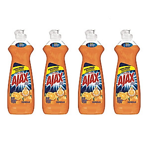 Ultra Ajax Triple Action Orange Dish Liquid Soap, Pack of (4) 14 oz Bottles