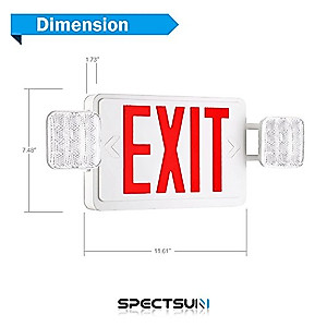 SPECTSUN 4 Pack LED Sign Emergency Light, Red Exit Sign Light with Battery Backup, Exit Light with Emergency Light/Photoluminescent Exit Sign/
