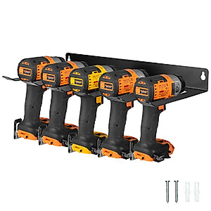 Iron Forge Tools Power Tool Organizer for Shop & Garage - Heavy Duty Drill Power Station, Wall Mounted Rack With 5 Drill Storage Slots - Fully Assembled - Solid Steel Workshop Organization and Storage
