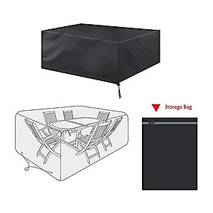 Furniture dust Proof Cover Outdoor Garden Oxford Cloth Waterproof Table Chair Dust Cover,Black (170 * 94 * 70)