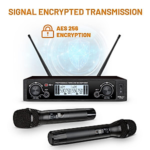 Hiberr Church Wireless Microphone, 2channel UHF Wireless Mic 300ft Range, 2x60 Adjustable Frequencies, Good Pickup, Suitable for Church, Karaoke, Meeting(YU-A20RHL)