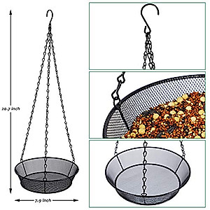 FORUP Platform Bird Feeder Hanging Tray, Metal Mesh Seed Tray for Outdoor Yard Garden Outside Backyard Decoration